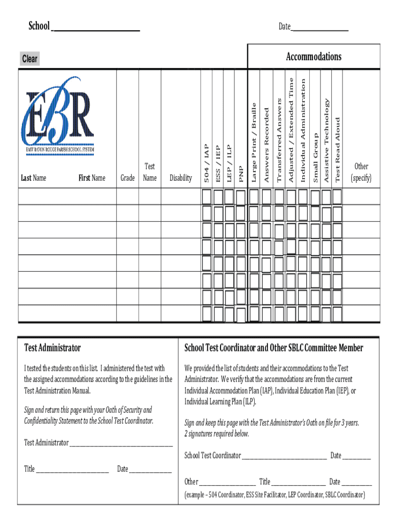 Fillable Online Guide to Accommodations for Students with Disabilities ...
