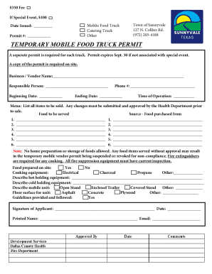 Fillable Online Temporary Mobile Food Truck Permit Fax Email Print - pdfFiller