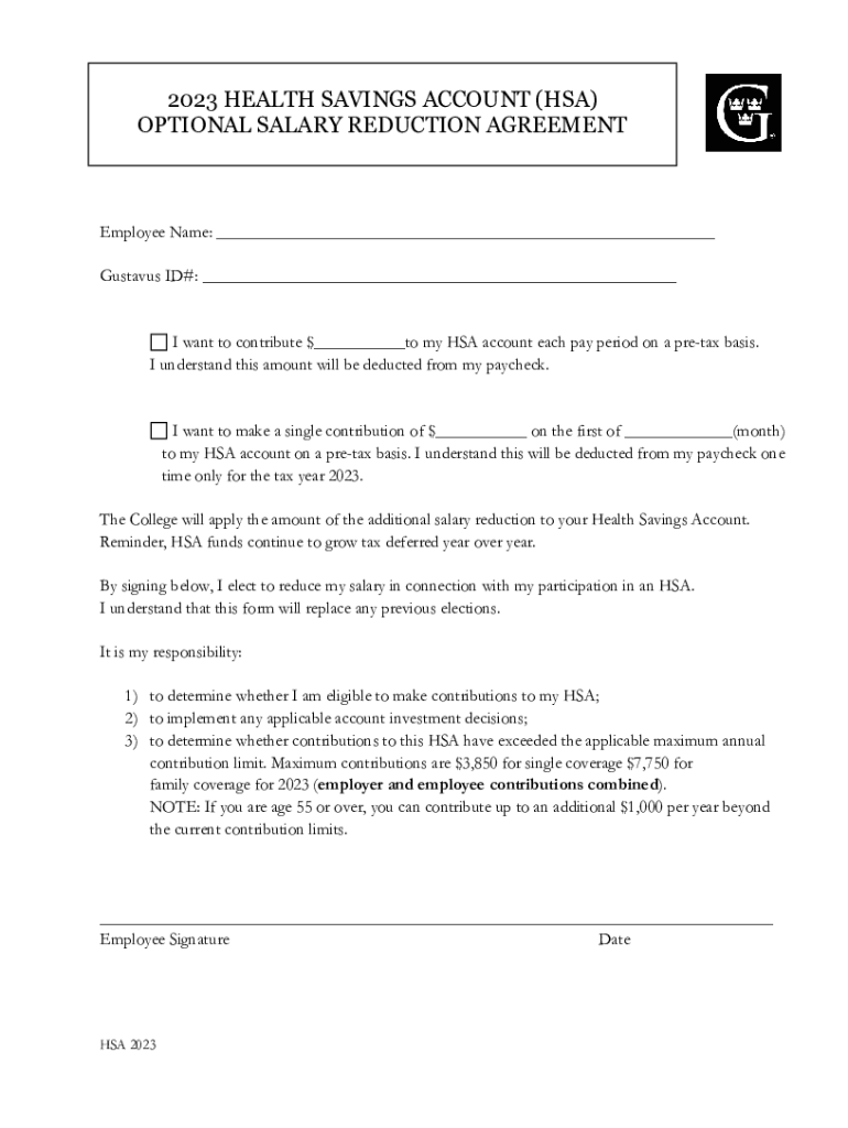 Fillable Online Health Savings Account - Human Resources Fax Email ...