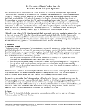 Fillable Online Animals on Campus - Service Animals and Emotional ...