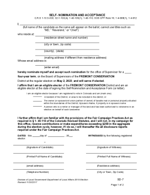 Fillable Online SD-7 Self Nomination pdf Fax Email Print - pdfFiller