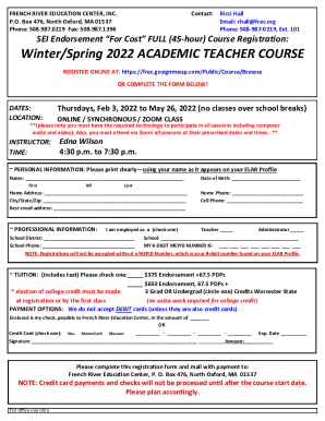 Fillable Online FRENCH RIVER EDUCATION CENTER, INC Fax Email Print ...