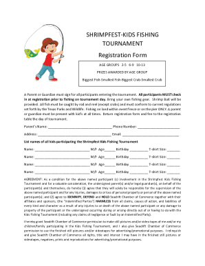 Fillable Online SHRIMPFEST-KIDS FISHING TOURNAMENT Registration Form ...