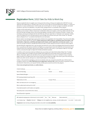 Fillable Online 2023 Take Our Kids to Work Day Registration Form Fax Email Print - pdfFiller