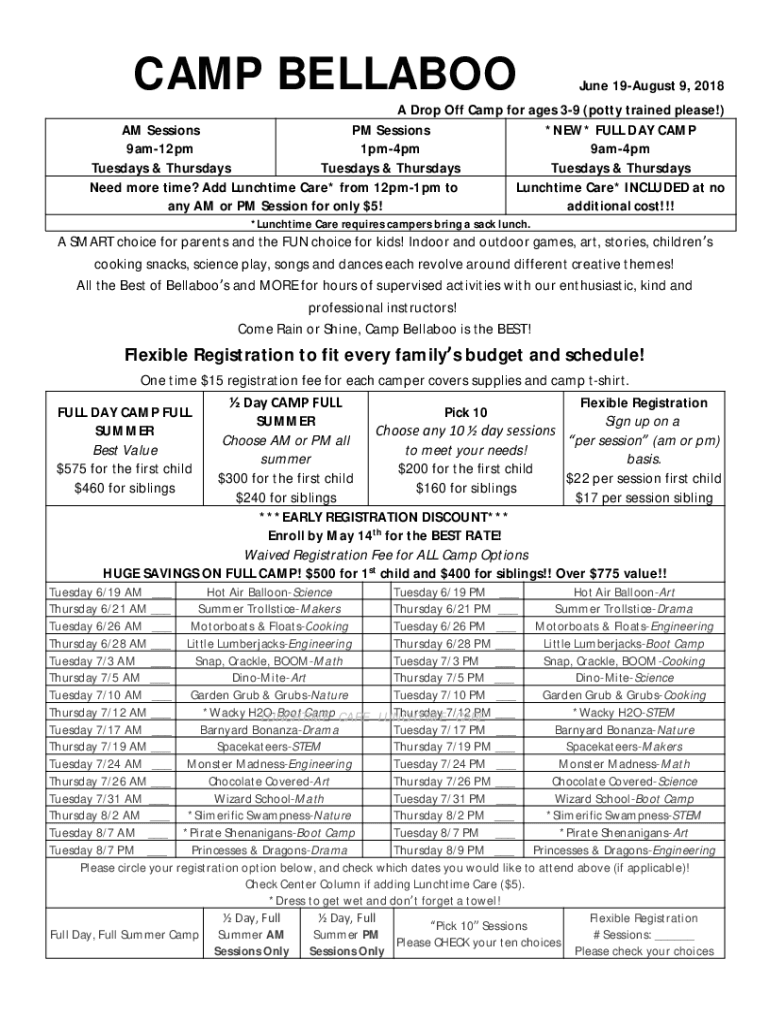 Fillable Online Flexible Registration to fit every family's budget and ...