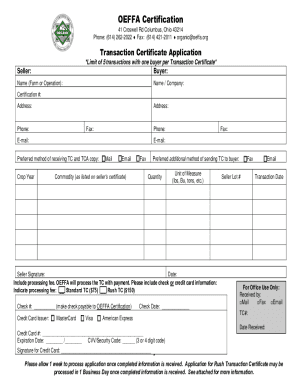 Fillable Online Transaction Certificate Application Fax Email Print ...
