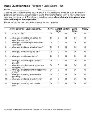 Fillable Online The forgotten joint score-12 is a valid and responsive ...