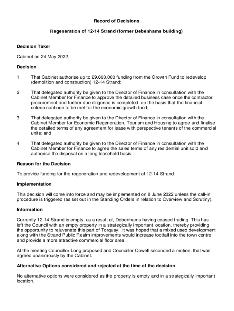 Fillable Online Record of Decisions Regeneration of 12-14 Strand ...