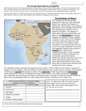 Fillable Online The Great West African Kingdoms The Kingdom of Ghana ...