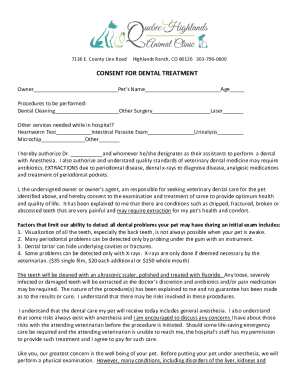 Fillable Online Dental Care and Anesthesia Consent Form ( ... Fax Email ...