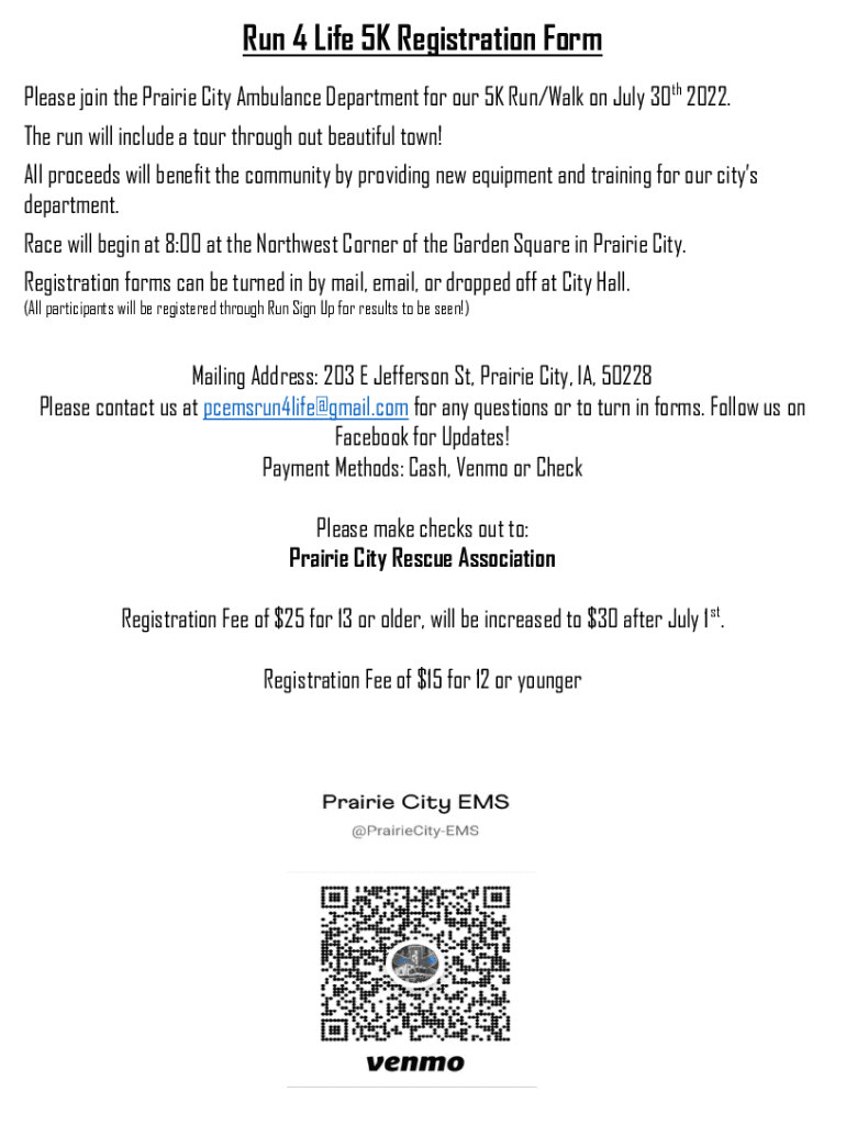 Fillable Online Run 4 Life 5K Registration Form.docx Fax Email Print ...