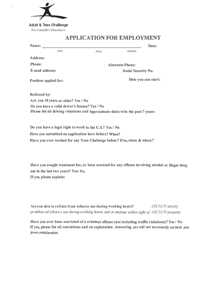 Fillable Online The City of Bedford Application for Employment Fax Email Print - pdfFiller