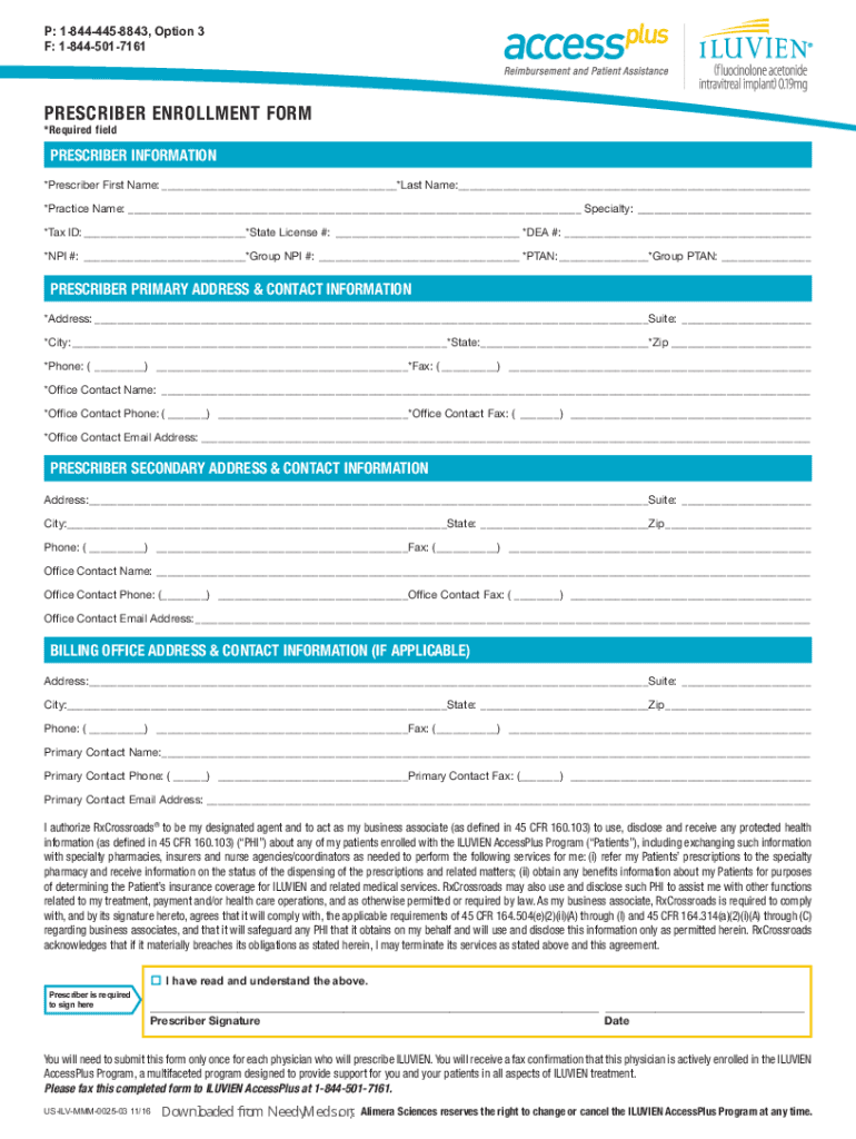Fillable Online PRESCRIBER ENROLLMENT FORM Fax Email Print - pdfFiller