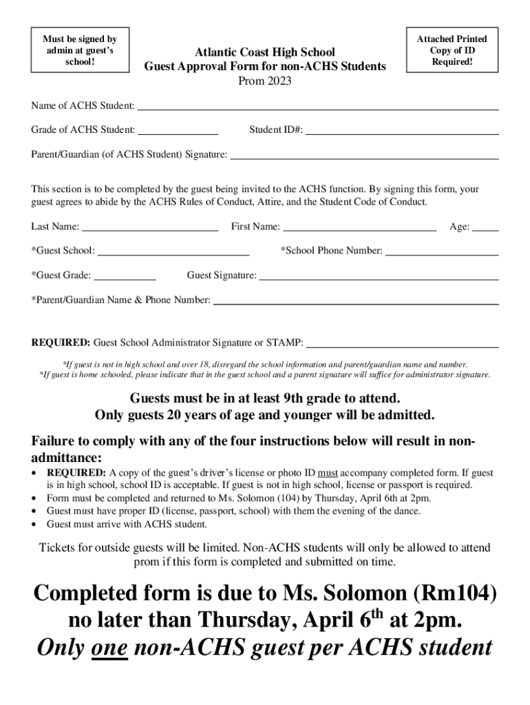 Fillable Online Patriot High School 2022 Prom Contract Guest Permission Form Fax Email Print ...