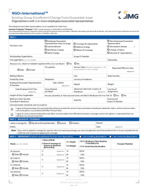 Fillable Online Existing Group Enrollment/Change Form/Guarantee Issue Fax Email Print - pdfFiller