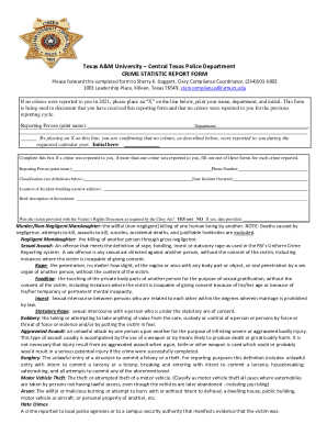 Fillable Online Crime Statistic Report Form Fax Email Print - pdfFiller