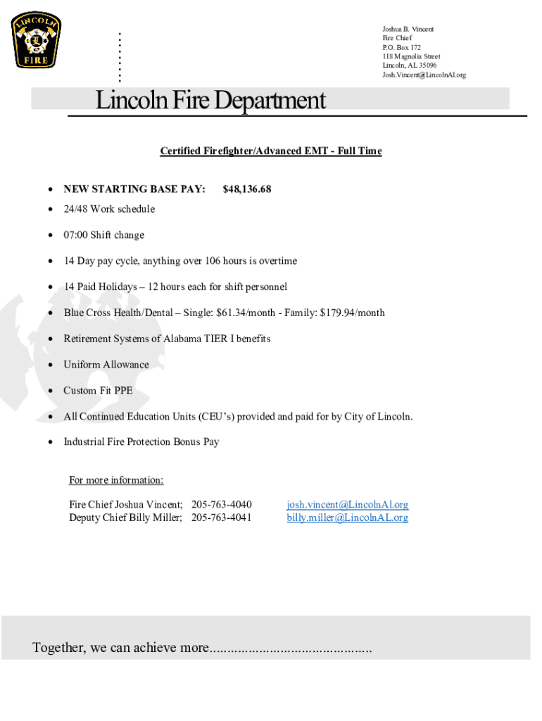 Fillable Online Fire Department - City of Lincoln Fax Email Print - pdfFiller