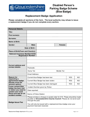 Fillable Online Application for a blue badge and eligibility criteria ...