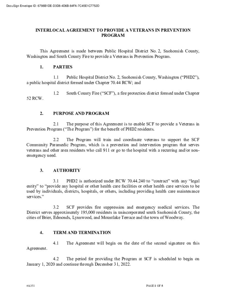 Fillable Online interlocal agreement to provide a veterans in prevention Fax Email Print - pdfFiller