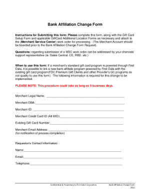 Fillable Online Bank Affiliation Change Form Fax Email Print - pdfFiller