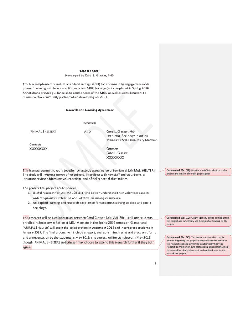 Fillable Online SAMPLE MOU for student involved projects Fax Email ...