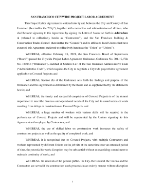 Fillable Online San Francisco Citywide Project Labor Agreement Fax ...