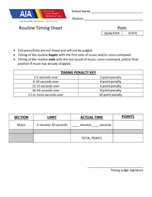 Fillable Online Routine Timing Sheet Pom Fax Email Print - pdfFiller