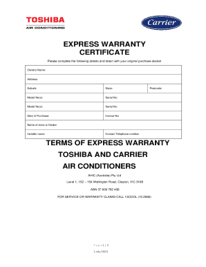 Fillable Online express warranty certificate Fax Email Print - pdfFiller
