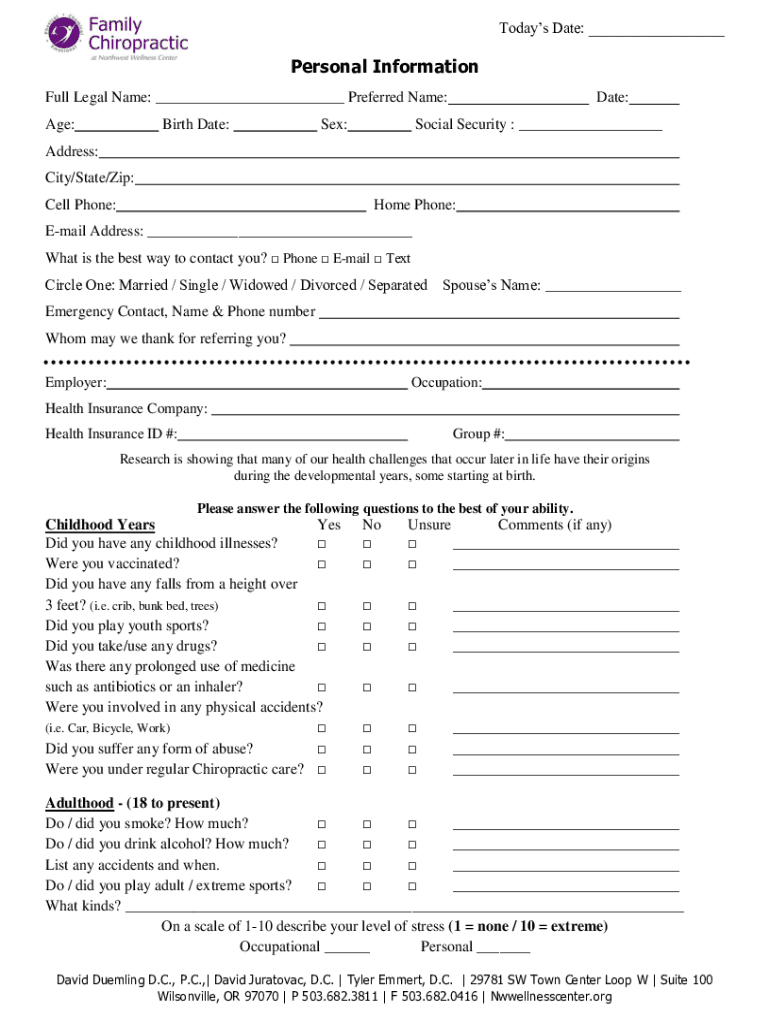 Fillable Online Thank you for scheduling an appointment with our office. It ... Fax Email Print ...