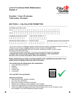 Fillable Online City-and-Guilds-Maths-Level-2-Sample-4-Section-2.pdf Fax Email Print - pdfFiller
