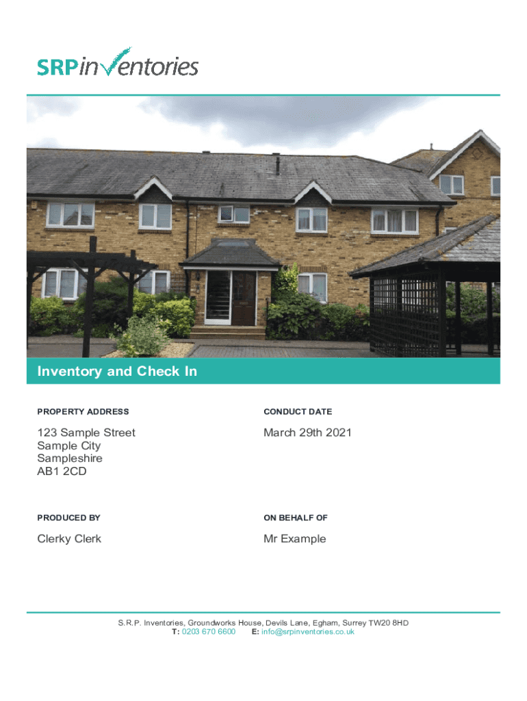 Fillable Online Inventory and Check In for 123 Sample Street, Sample ...