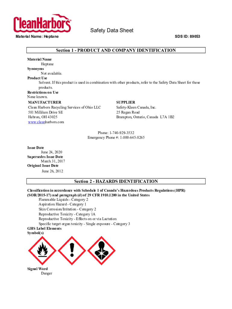 Fillable Online SAFETY DATA SHEET(SDS) Heptane Mixture Fax Email Print ...
