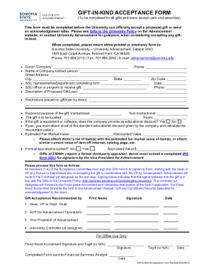 Fillable Online Gift In Kind Acceptance- updated 3-19-07.doc Fax Email ...