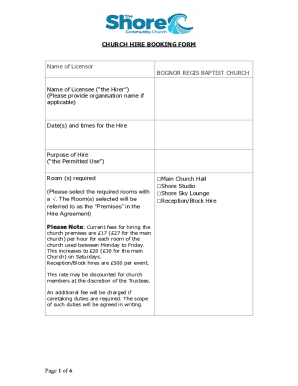 Fillable Online venue hire application form Fax Email Print - pdfFiller