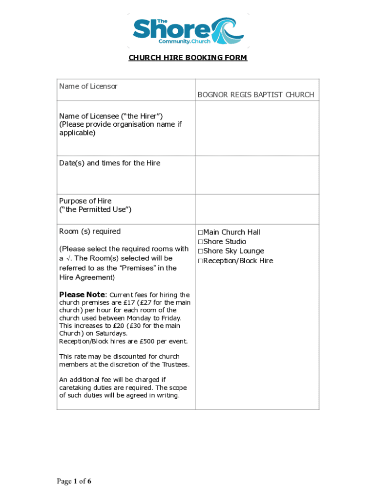 Fillable Online venue hire application form Fax Email Print - pdfFiller