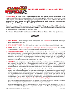 Fillable Online 2023 LATE MODEL (TEMPLATE ) RULES Fax Email Print ...