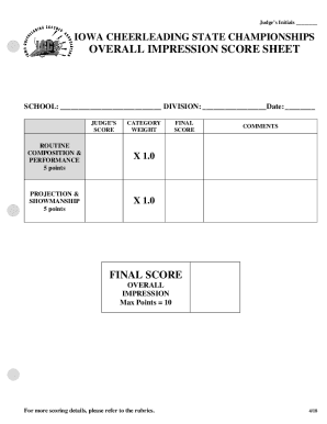 Fillable Online OVERALL IMPRESSION SCORE SHEET Fax Email Print - pdfFiller