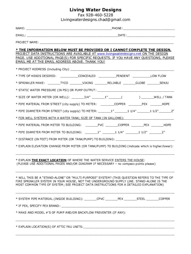 Fillable Online Living Water DesignsGold Coast QLD Fax Email Print ...