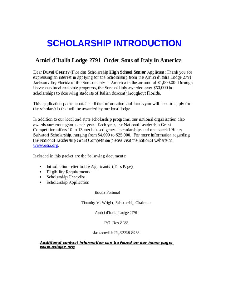 Dear Duval County (Florida) Scholarship High School Senior Applicant: Thank you for expressing ...