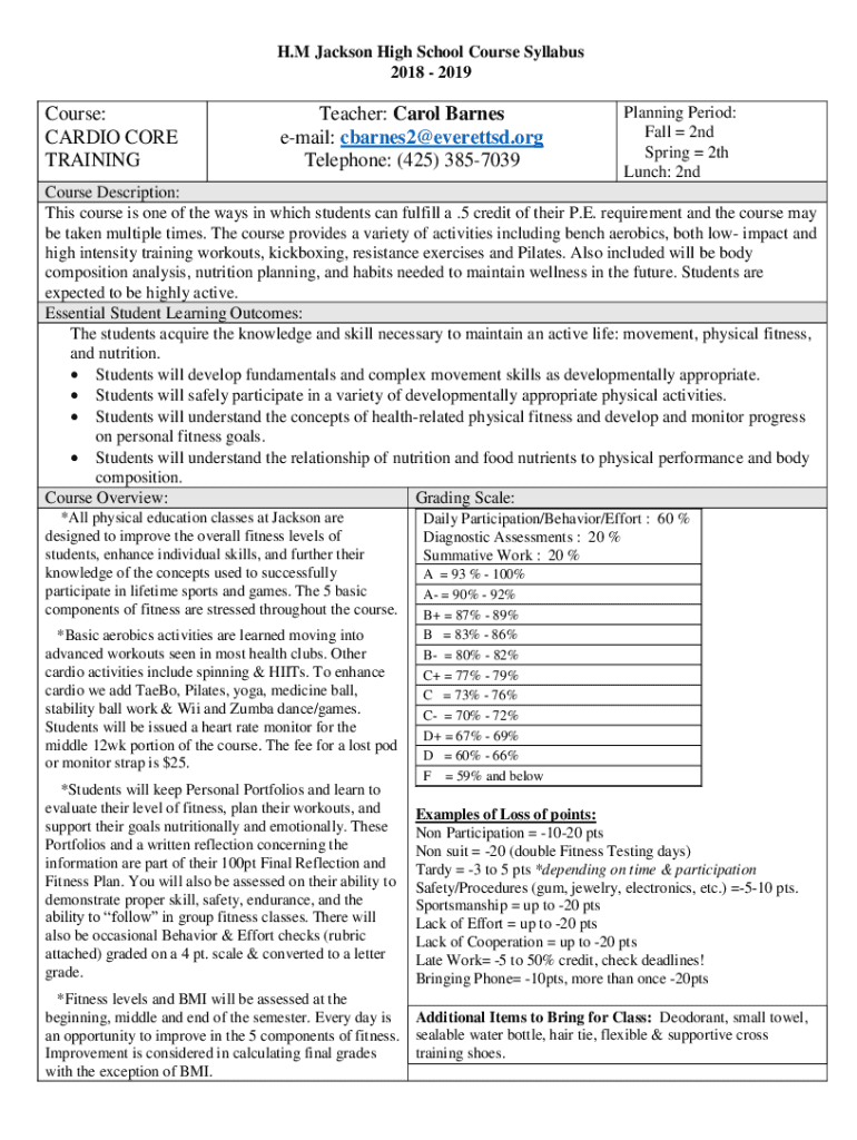 Fillable Online H.M Jackson High School Course Syllabus 2019-2020 ...