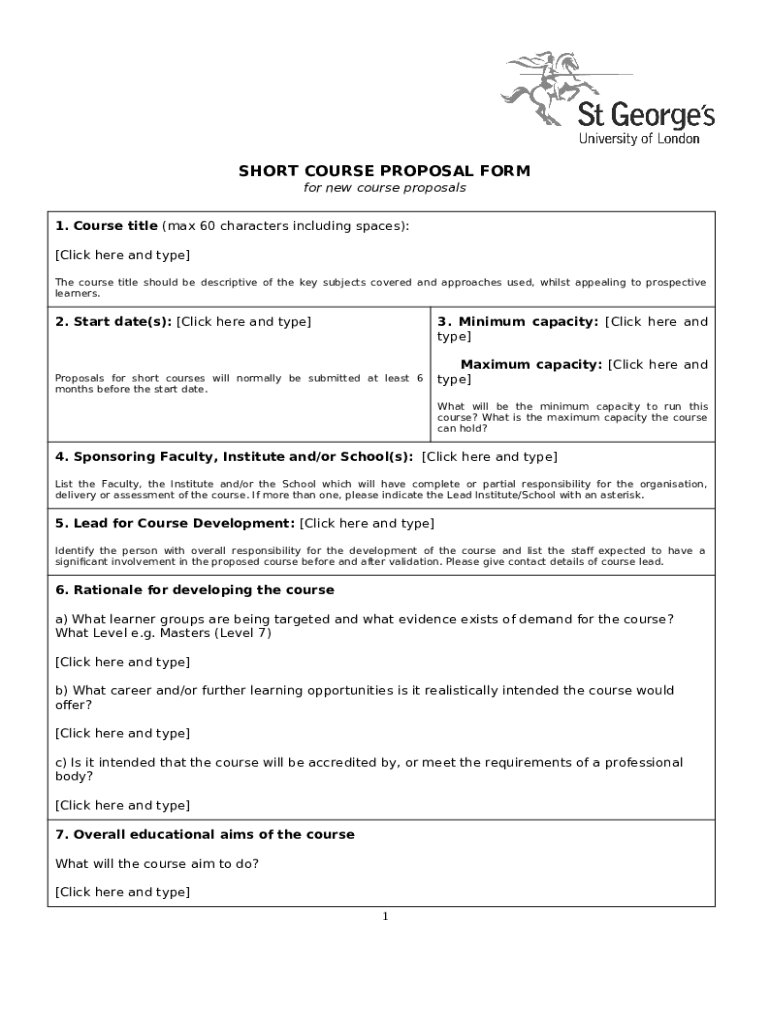 Initial short course proposal Doc Template | pdfFiller