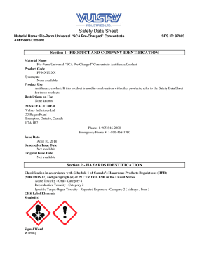 Fillable Online Antifreeze coolant safety data sheet - werbenuss.de Fax ...