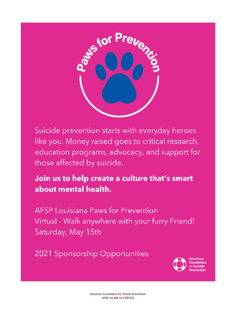 Fillable Online American Foundation for Suicide Prevention AFSP Tax ID ...