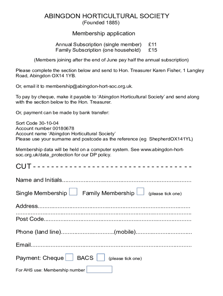 Fillable Online AHS Membership Form Join / Renew Fax Email Print ...