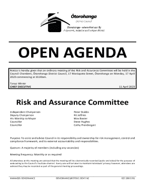 Fillable Online NOTICE OF A RISK AND ASSURANCE COMMITTEE ... Fax Email ...