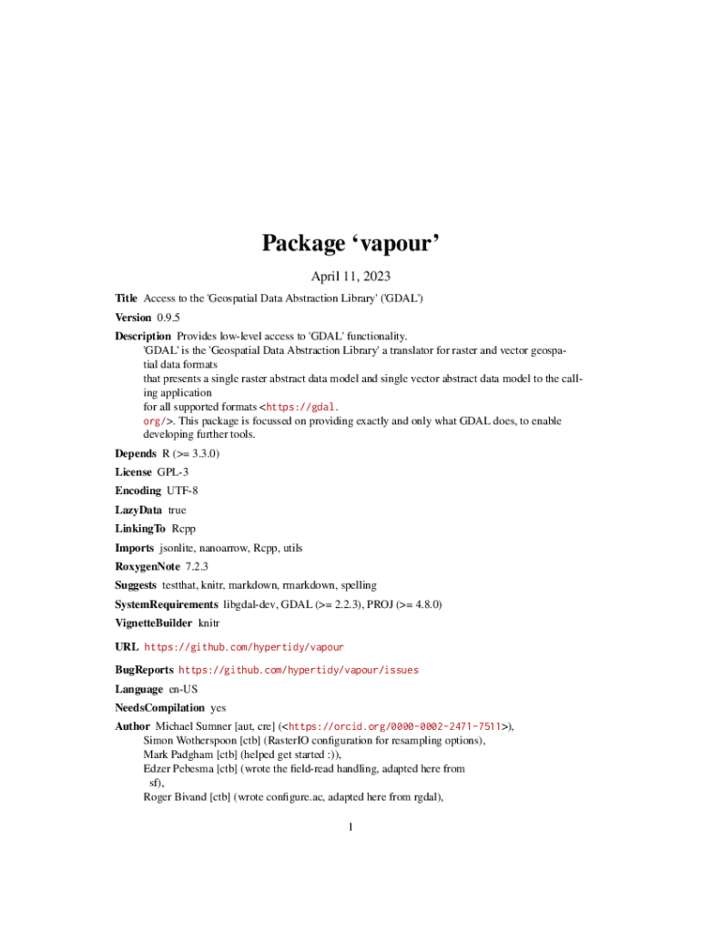 Fillable Online Access To The Geospatial Data Abstraction Library Gdal Fax Email Print 