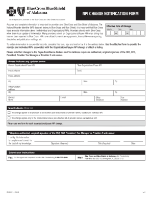 Fillable Online providers bcbsal NPI CHANGE NOTIFICATION FORM ...