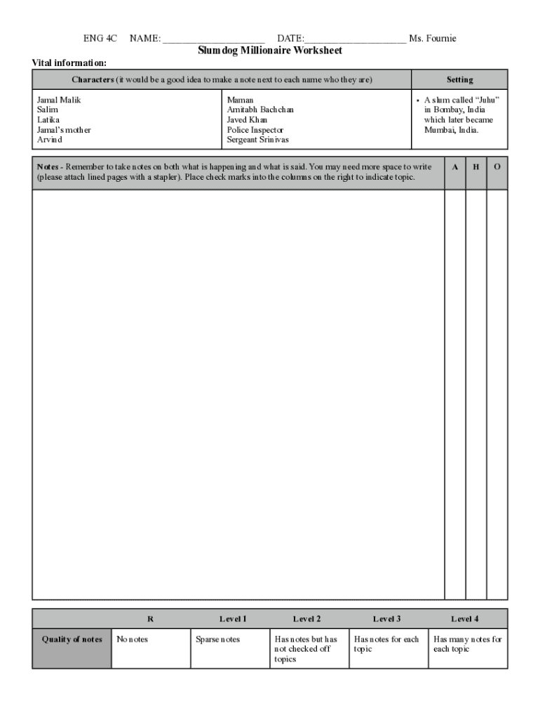 Fillable Online Film Worksheet Fax Email Print - pdfFiller