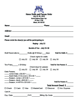 Fillable Online Quarter Horse Show Entry Form Fax Email Print - pdfFiller
