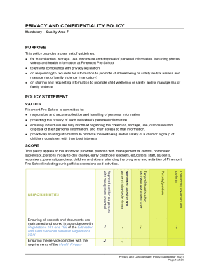 Fillable Online Privacy, Confidentiality and Storage of Records Policy ...